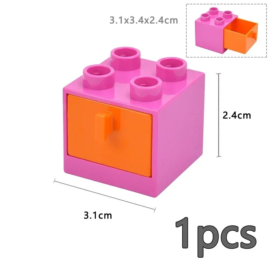 Розовый строительный блок VEK 3.1x3.4x2.4см