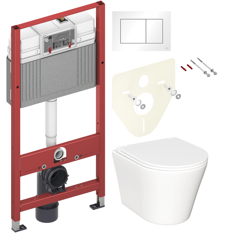 Комплект Унитаз подвесной Ceramicanova Forma CN3011 с микролифтом + Инсталляция TECE Base 9400413 4 в 1 с кнопкой смыва