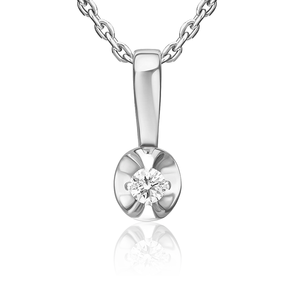 Подвеска, белое золото, 585 проба, бриллиант