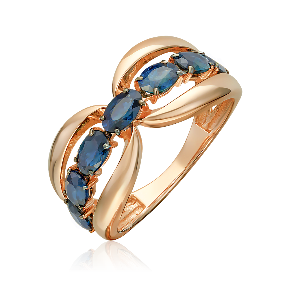 Кольцо, красное золото, 585 проба, сапфир