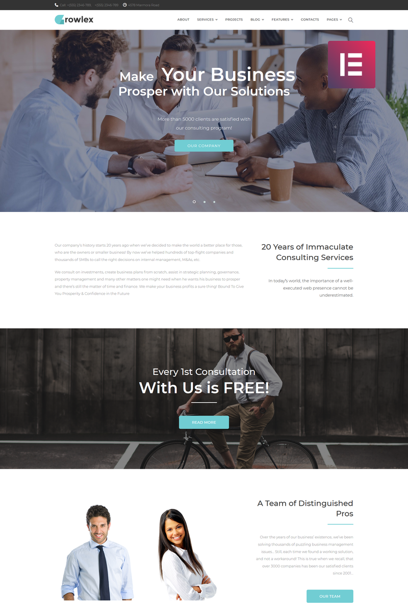 Подарочный сертификат на Шаблон для сайта Вордпресс с демоконтентом Glowlex - Consulting Services Multipurpose Clean WordPress Elementor Theme WordPress Theme