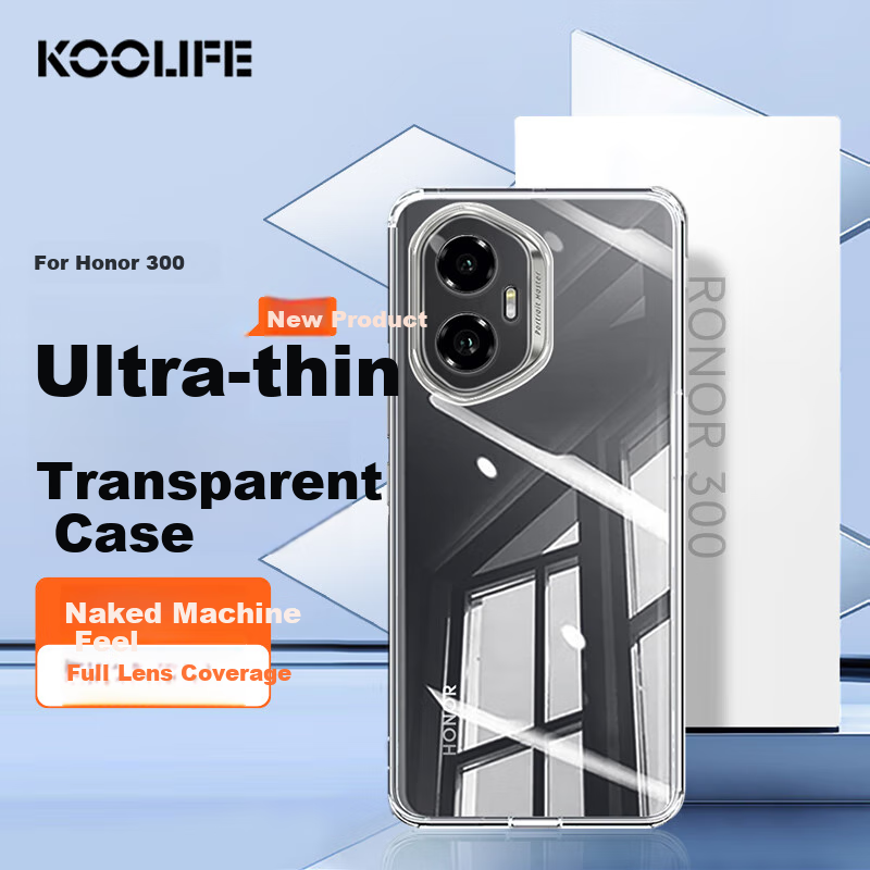 KOOLIFE Transparent Soft Case for Honor 300, Full Coverage Lens Protection, Anti-Fingerprint Skin-Friendly Back Cover