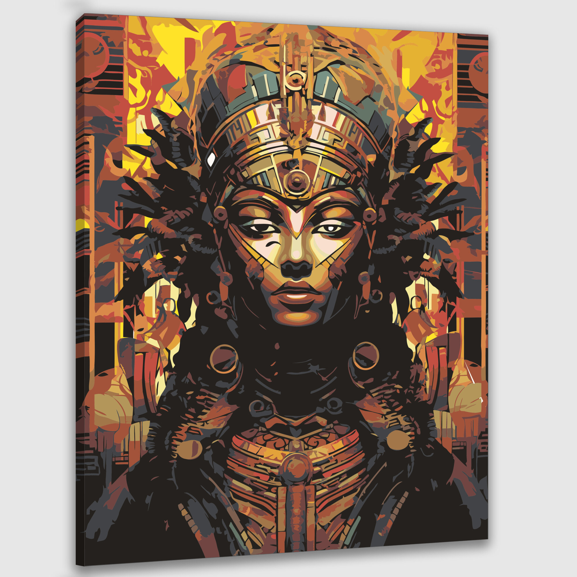 Картина по номерам 40x50 см, цифровой коллаж, иероглифы, свитки папируса, культовые символы, Глаз Гора, текстуры, узоры