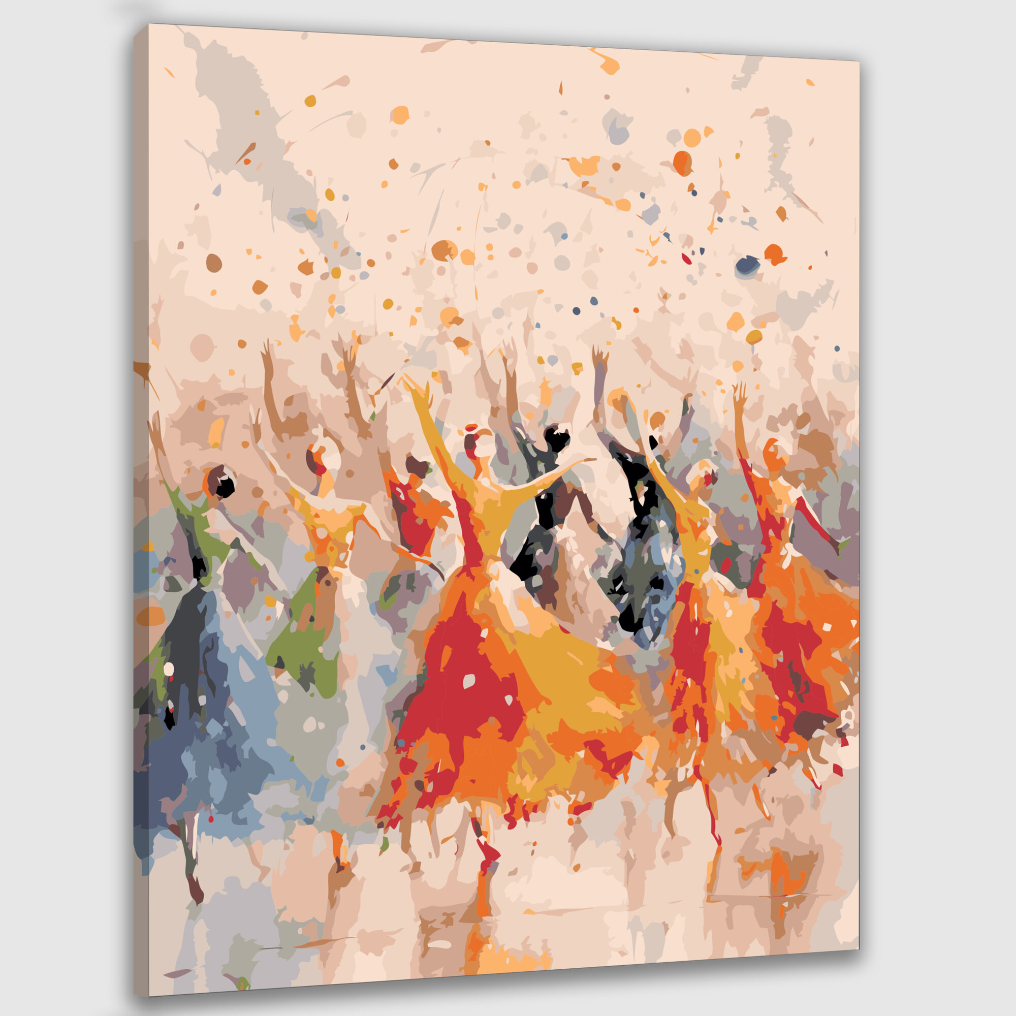 Картина по номерам 40x50 см, акварельная иллюстрация, Танец карт, танцовщицы, масти, живая хореография, яркие оттенки