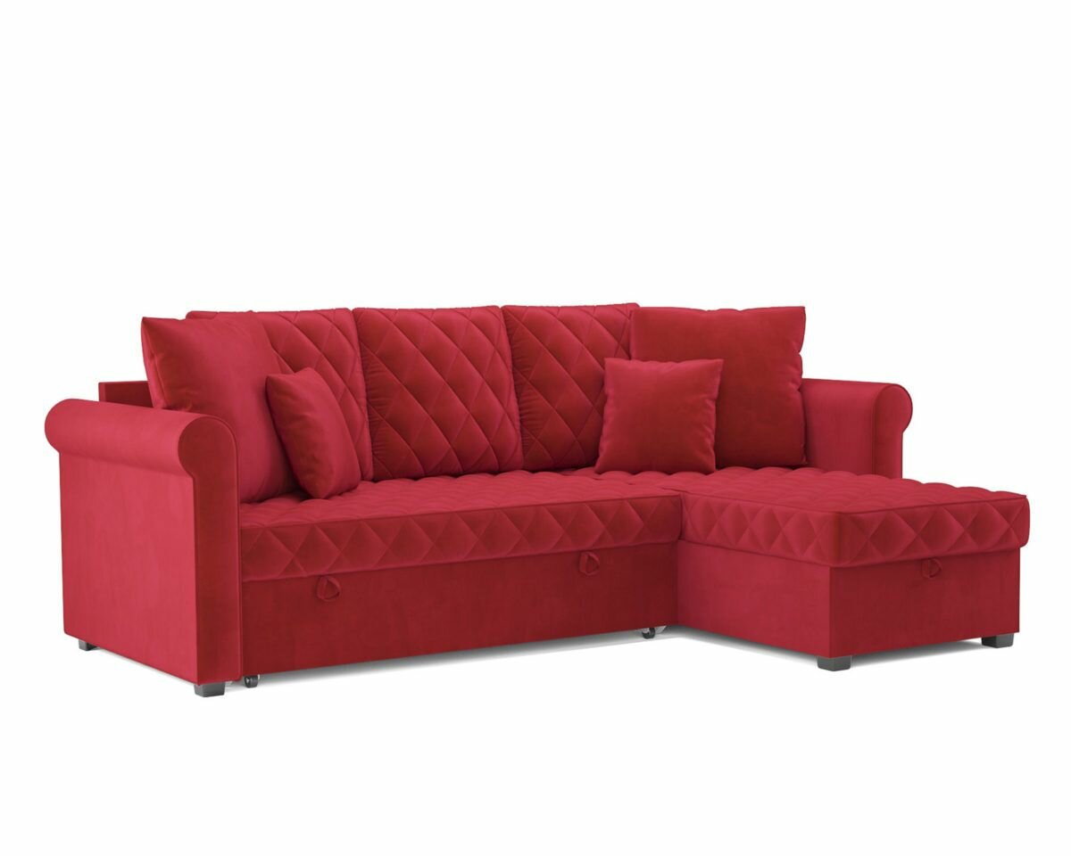 Угловой диван Mebel-ars Берлин микровельвет Кордрой красный Размеры: Высота 750мм Глубина 1580мм Ширина 2370мм