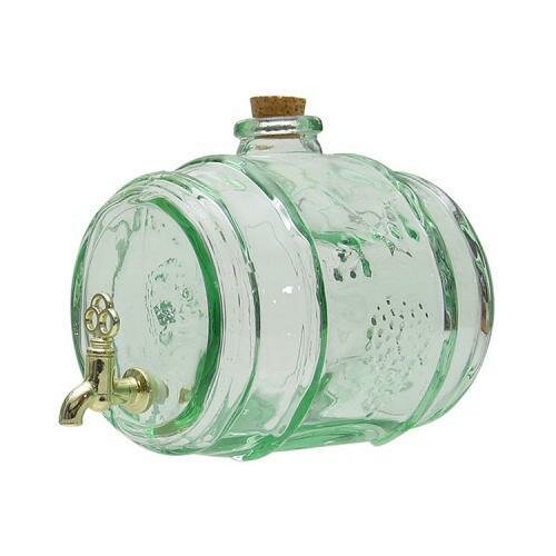 Банка-емкость с краном с пробкой "Бочка", стекло,2л, высота 17см