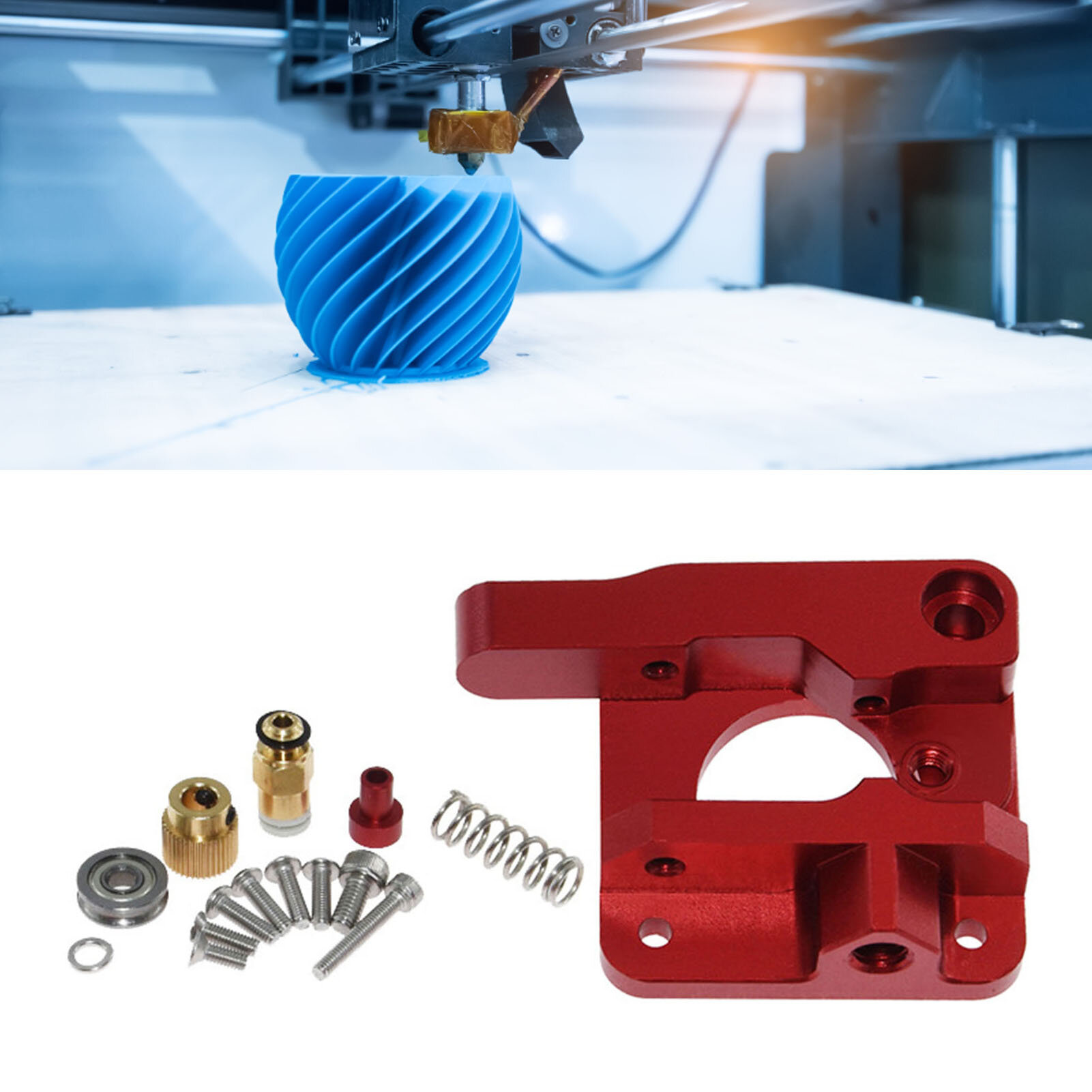 3D-принтер-экструдер с двойной шестерней из алюминиевого сплава, металлические детали красного цвета для серии CR10 10S, левая рука