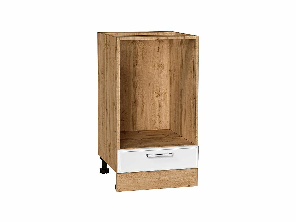 Шкаф нижний под духовку Квадро, цвет фасада Белый, цвет каркаса Дуб Вотан, 816*450*477 мм