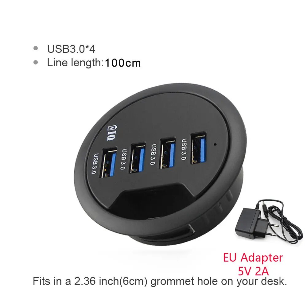 USB 3.0 хаб OllyMurs, крепление в стол, 100см, Цвет: 331 EU