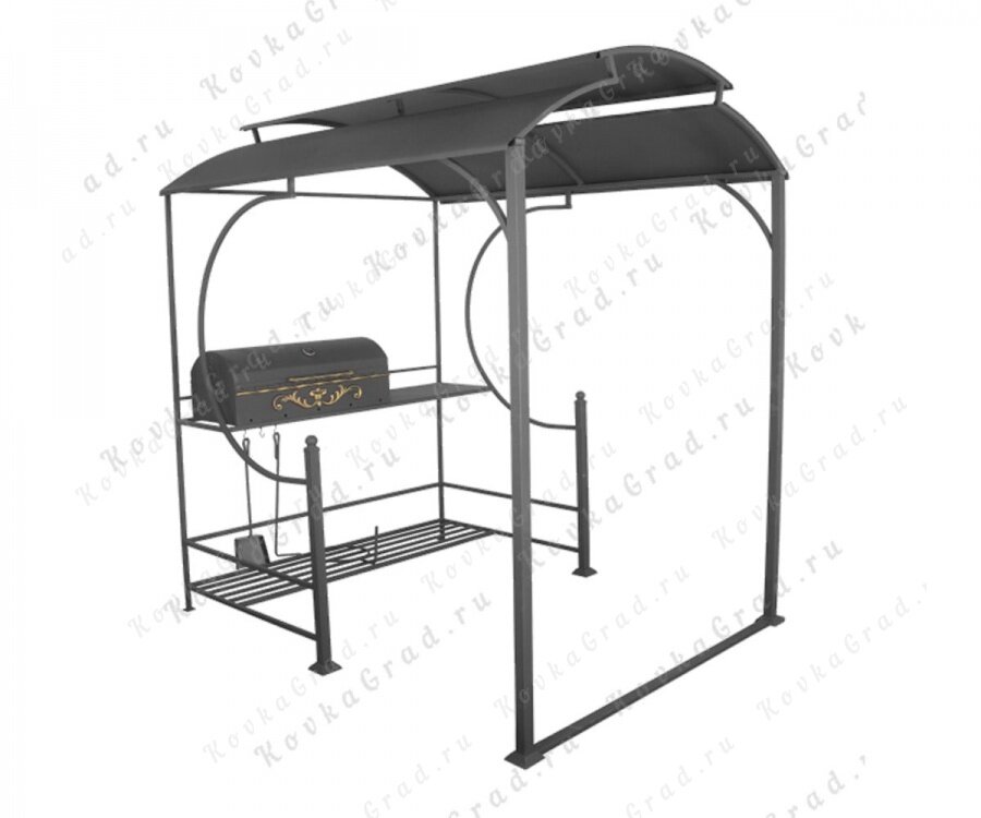 Кованый мангал с навесом "Россия-2 BBQ"