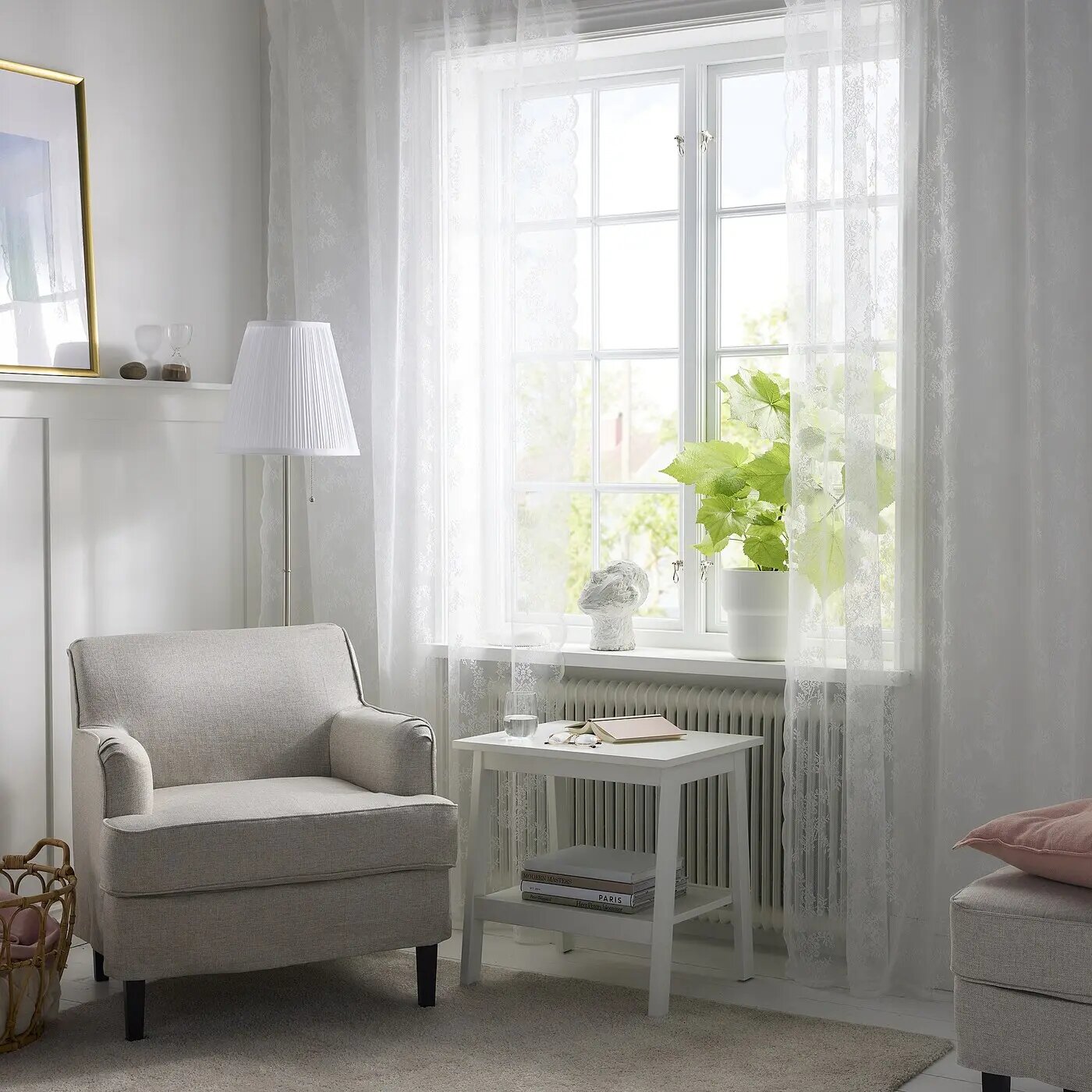 Сетчатые шторы IKEA ALVINE SPETS, 1 пара, для штанги, бело-кремовый, 145x250 см