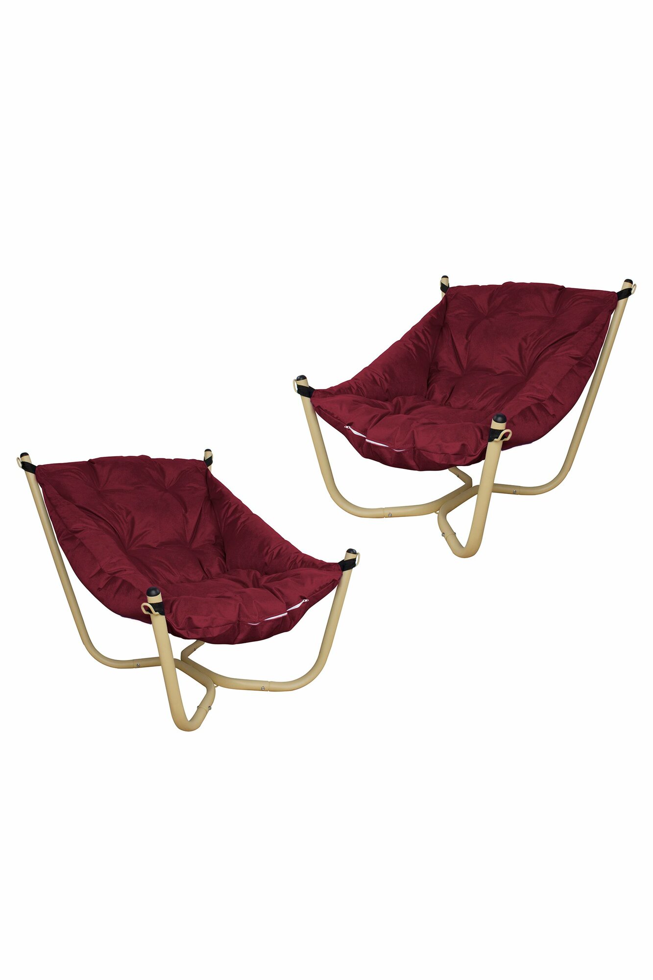 Комплект мягких кресел ЧИЛ, бежевое основание, бордовая подушка (2 шт)