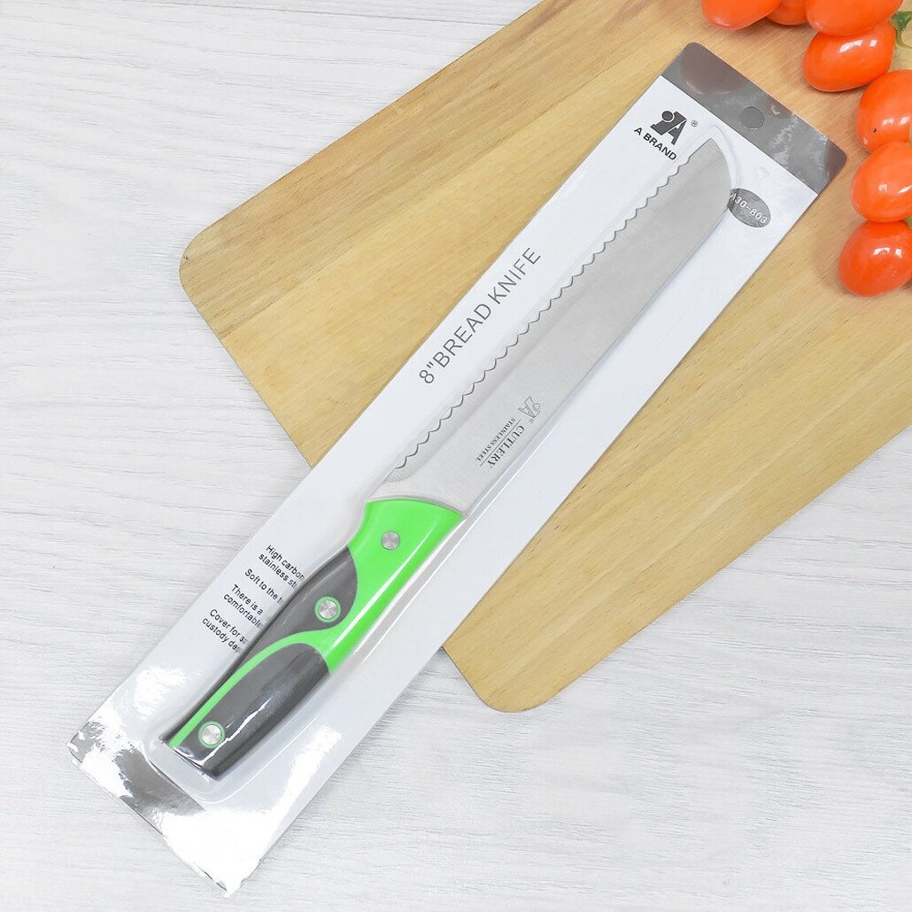 Нож для хлеба 30см с зубчатым лезвием, сталь, эргономичная рукоятка, упаковка блистер