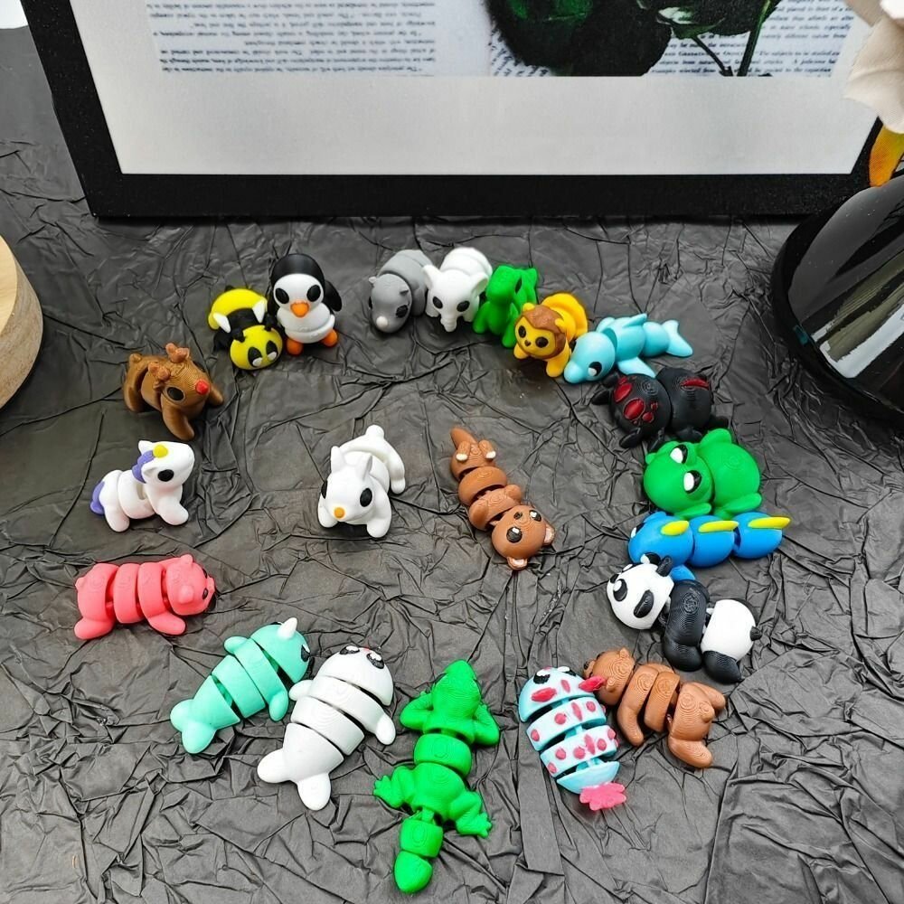 Набор из 21 мини-игрушек в виде животных, напечатанных на 3D-принтере