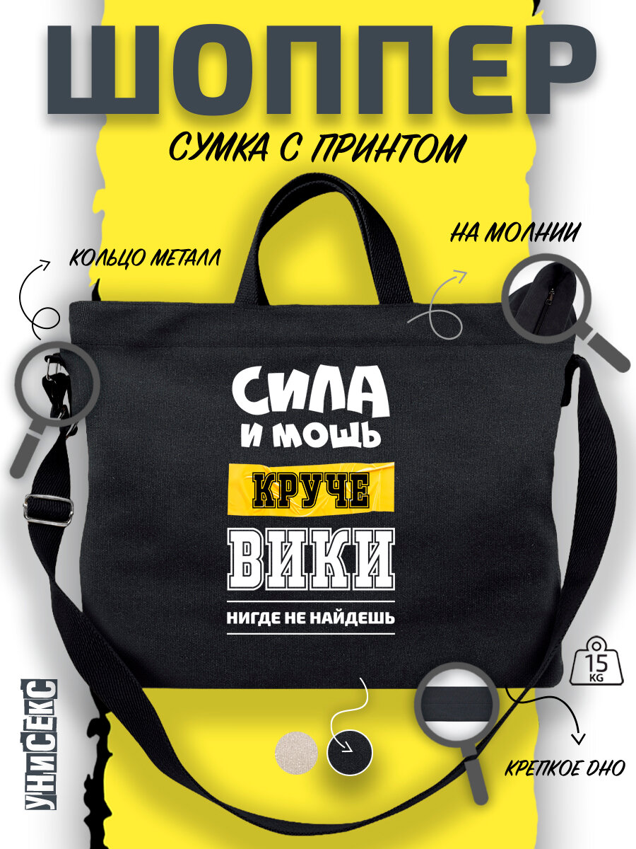 Сумка  шоппер y2k через плечо имя Виктория Вика