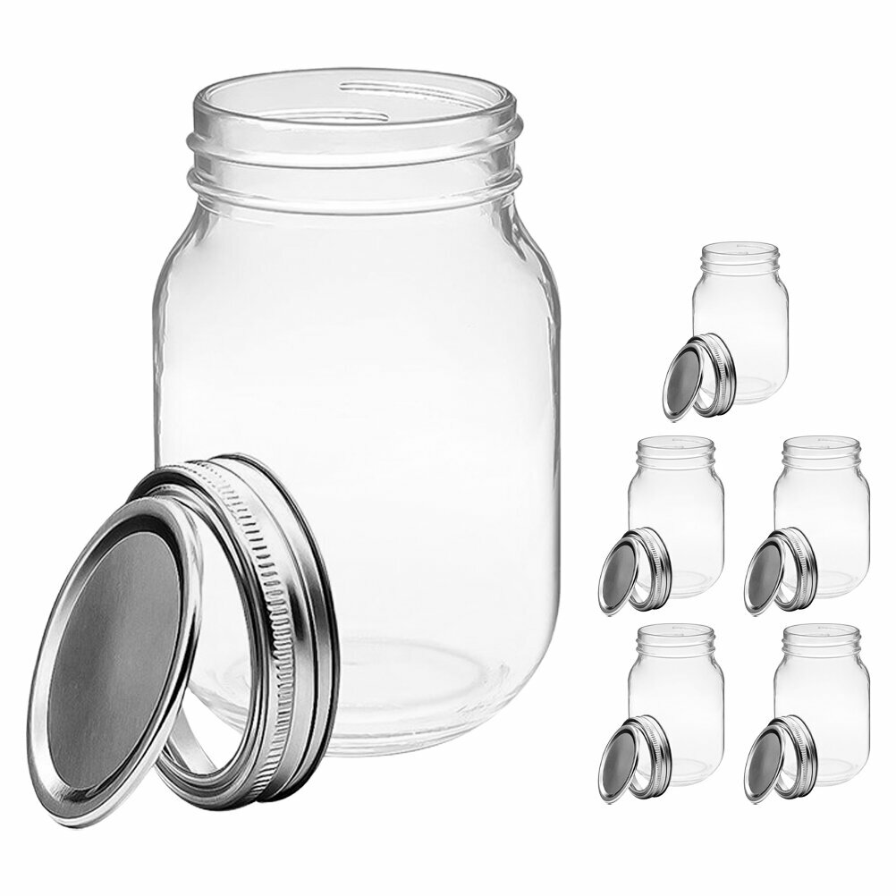 Герметичные Банки Мейсон Из Стекла Объем 500Мл Прозрачные Для Хранения 6Шт