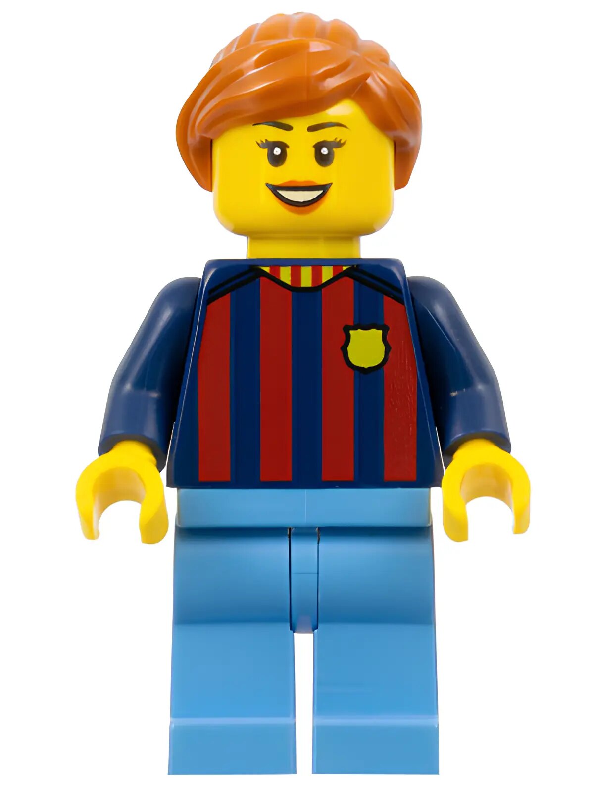Минифигурка Lego Soccer Fan - FC Barcelona, Female, Medium Blue Legs soc146 N