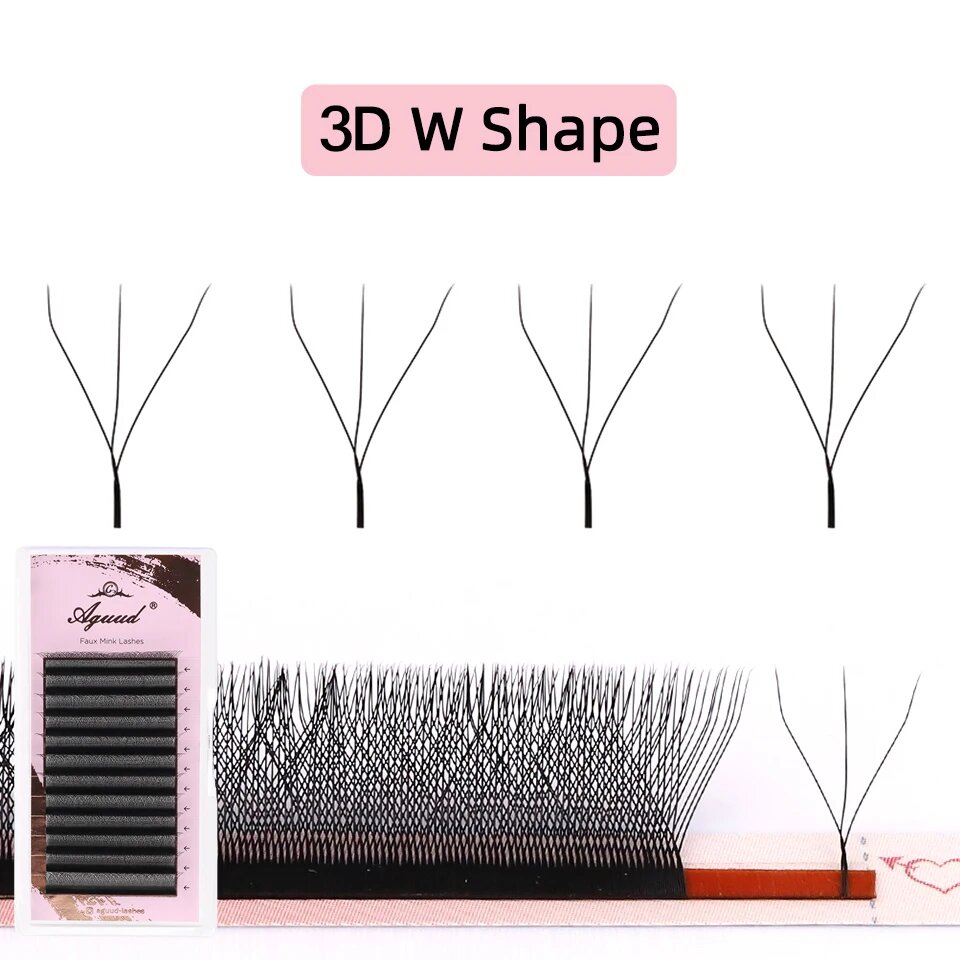 AGUUD 3D W-образные ресницы D изгиб 11 мм, коричневые