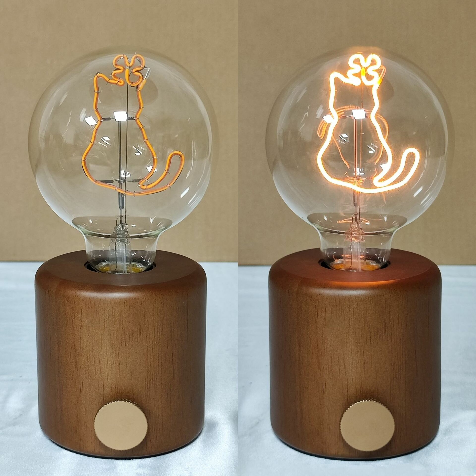 Настольная лампа с четырехлистным клевером cat bulb + держатель дуговой лампы цвета орехового дуба