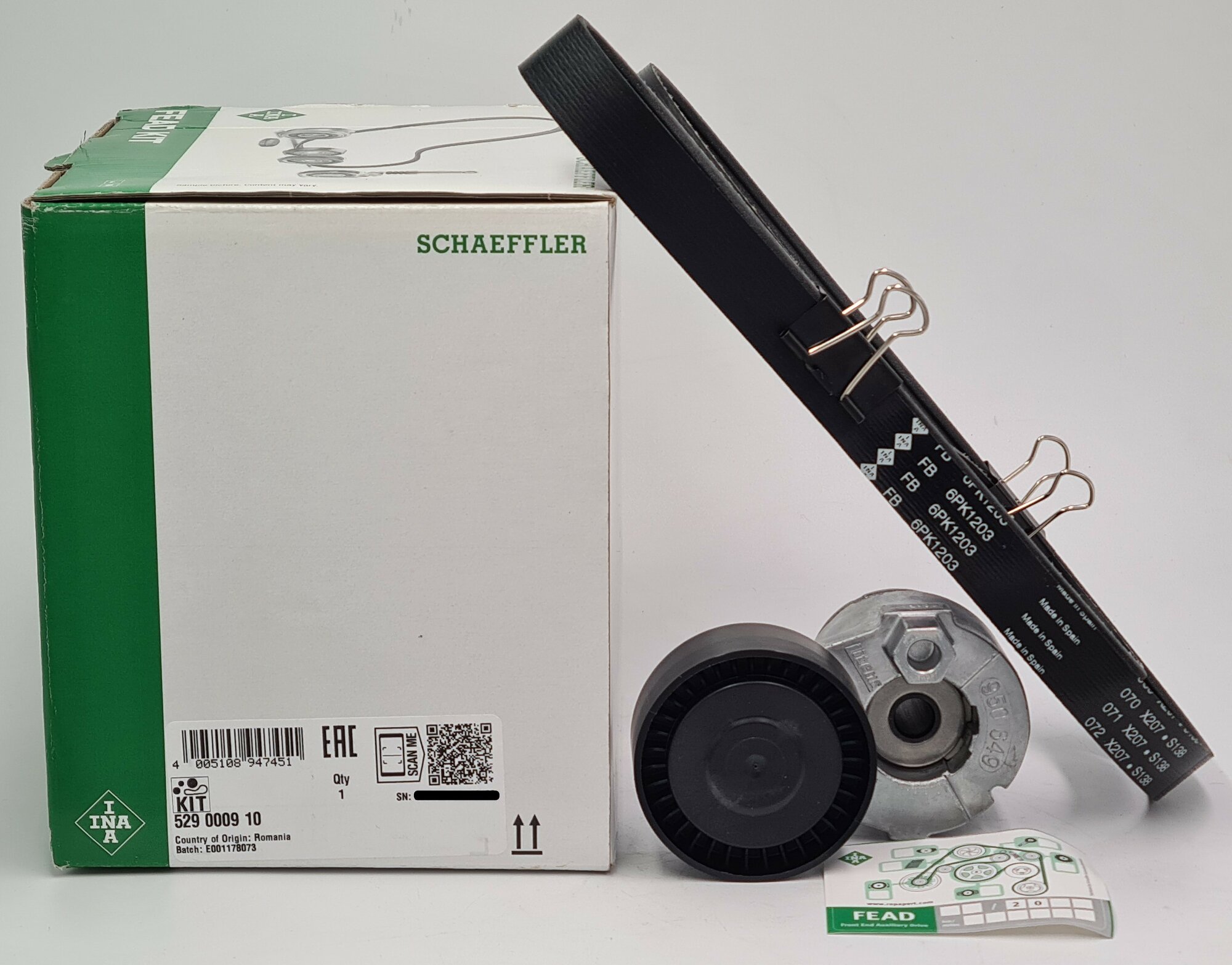 Комплект INA 529000910 ( 529 0009 10 ) приводной ремень, натяжитель для NISSAN, RENAULT, DACIA