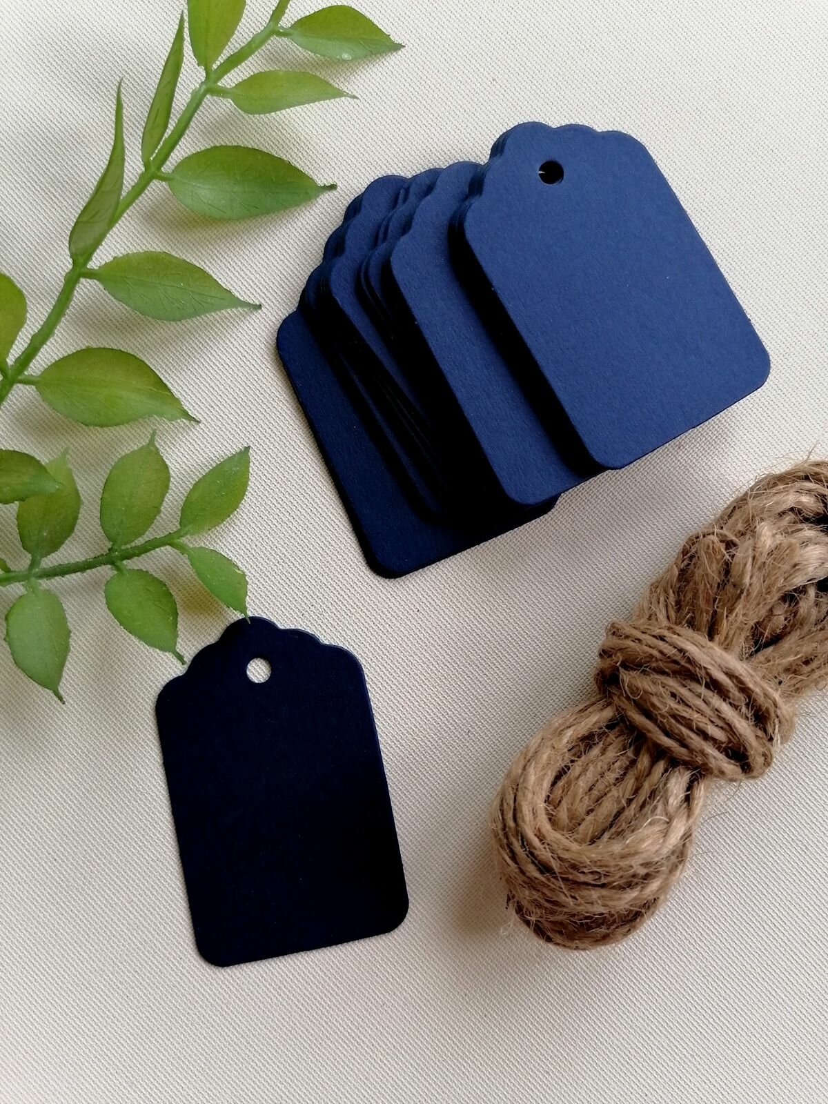 Бирки для подарков фигурные 30 шт+шпагат, темно-синий