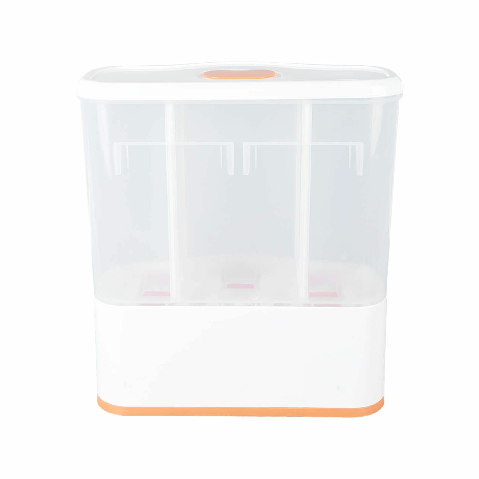 Коробка для дозирования зерна с 3 сетками, 6 л, большая емкость, прозрачный контейнер для хранения риса и зерна с крышкой для сухих продуктов, оранжевый