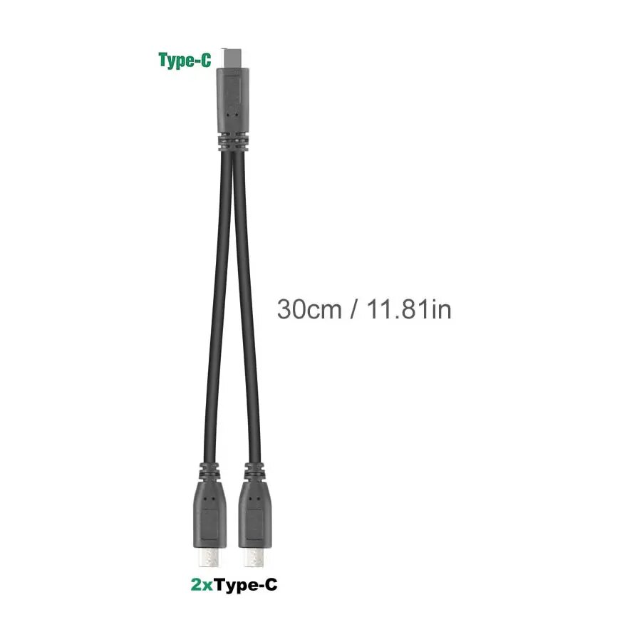 Кабель-разветвитель USB-C 1-в-2 С Двумя Выходами Для Зарядки iPhone 15/16 C to 2xType-C 30cm