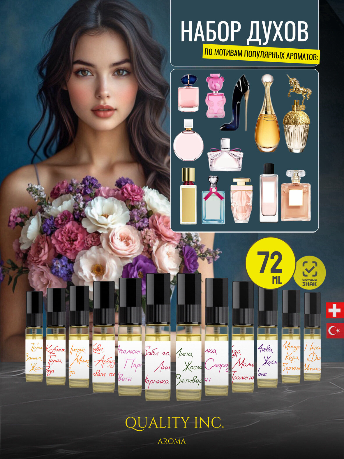 Духи по мотивам известных ароматов женские набор 12 штук по 6 мл