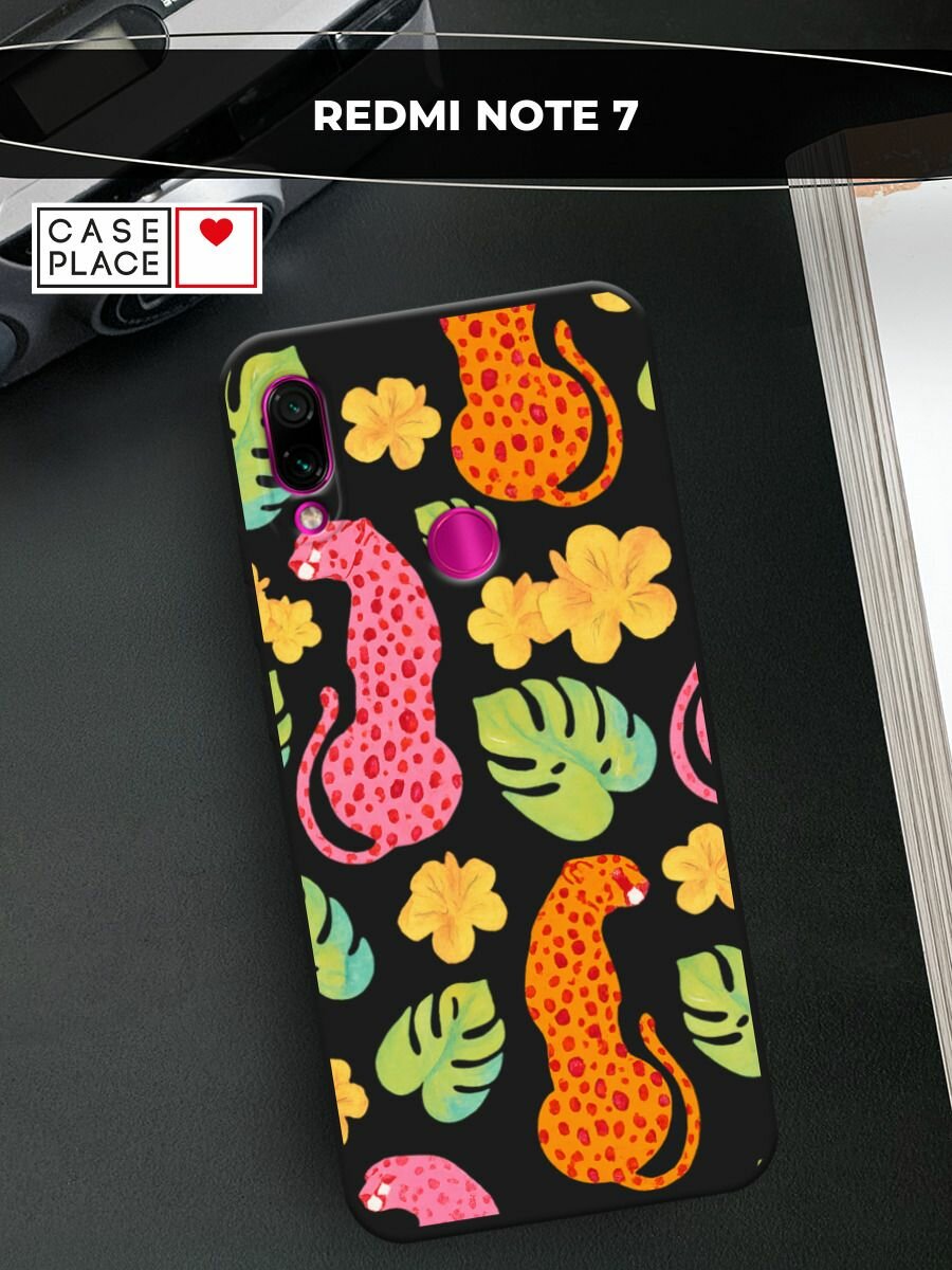 Черный матовый чехол на Xiaomi Redmi Note 7 / Сяоми Редми Нот 7 с принтом Экзотика