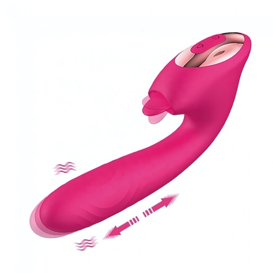 Вибропульсатор с подвижным клиторальным язычком ROSYLAND, розовый, 19.2 см, USB зарядка