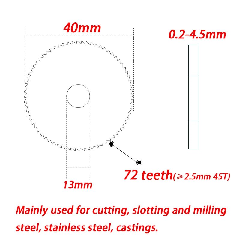 Фреза из вольфрамовой стали 40 мм и фреза 10 13 16 мм. Дисковая пила из твердого сплава 40x10 мм. Пильные полотна с ЧПУ 40x13 мм. Inner bore 13mm, Cut thickness 2.0mm