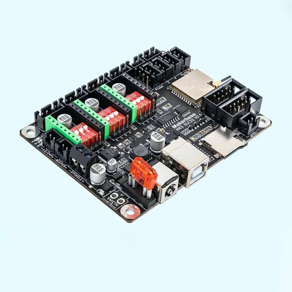 Контроллер MKS DLC32 Grbl для лазерных и ЧПУ станков с поддержкой Wi-Fi ESP32 и сенсорным экраном TS35/24 для лазерных гравировальных станков.