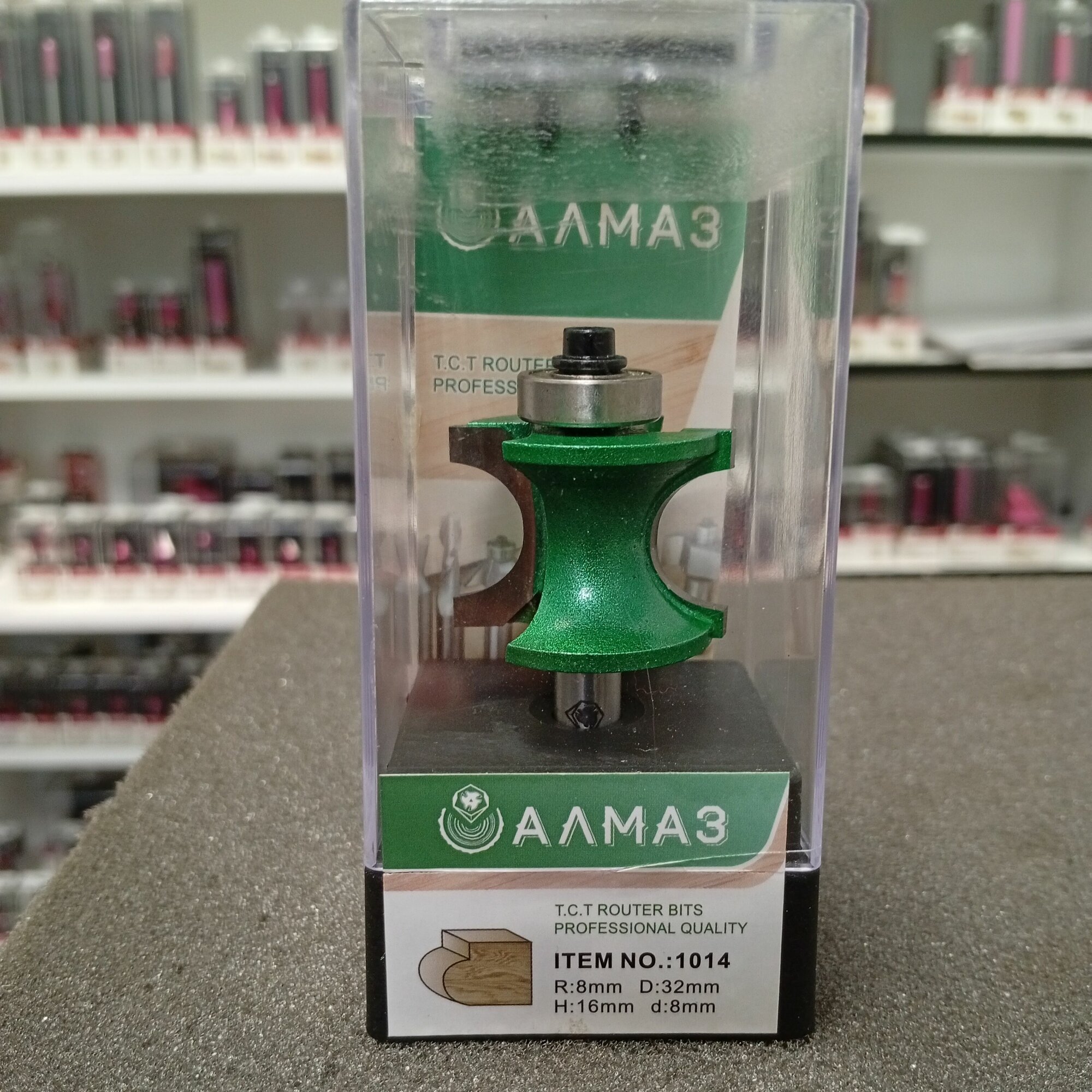 Фреза полустержневая радиус 8 мм алмаз 1014 D:32 mm I:16 mm d:8 mm R:8 mm