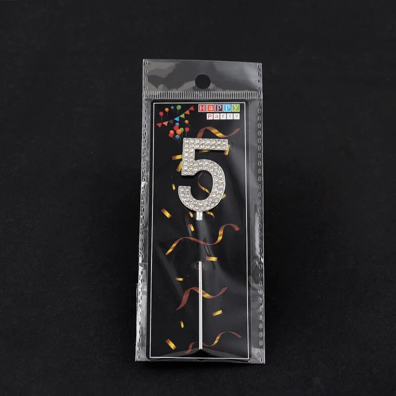 Свеча для торта "5" серебряная, праздничная