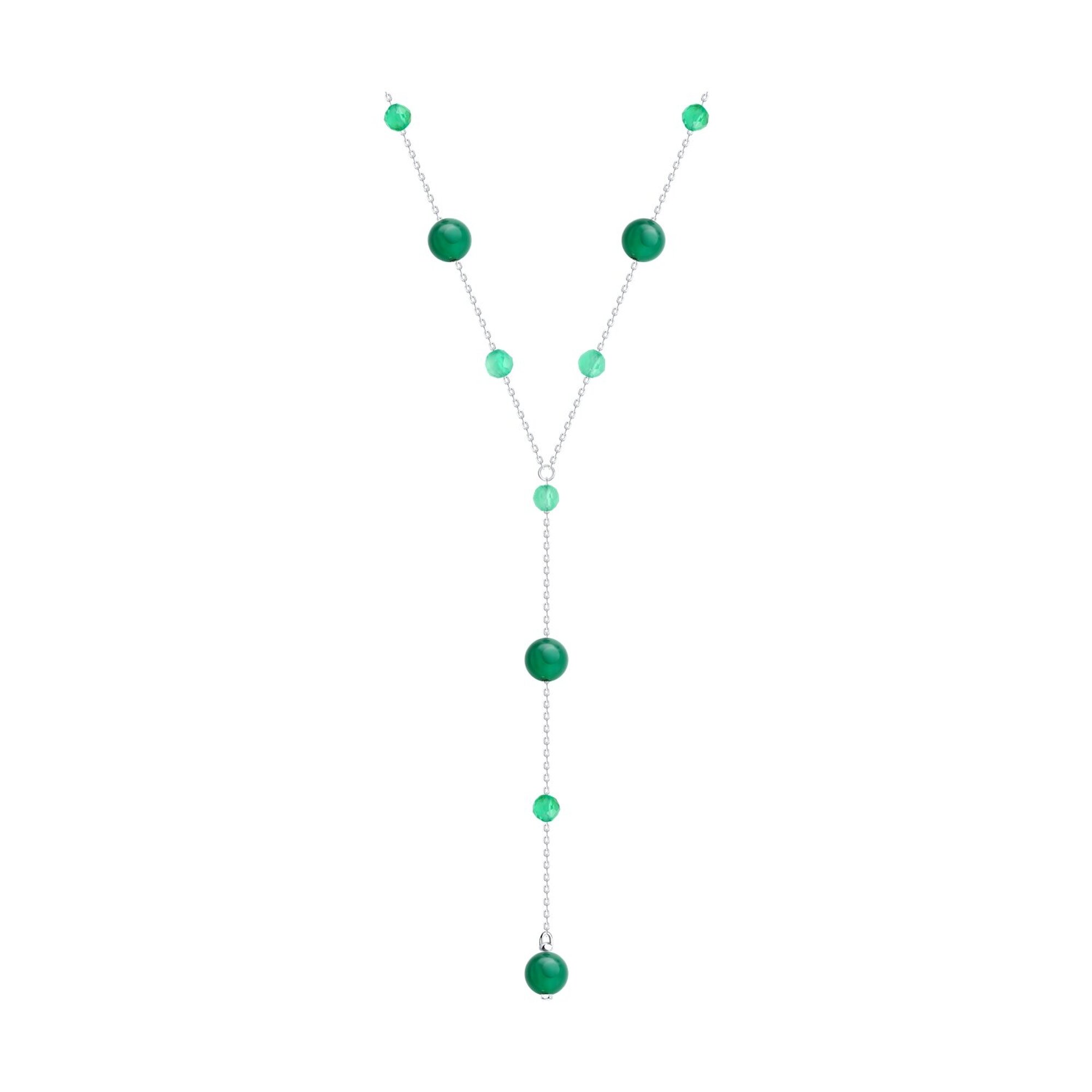 Колье, серебро, 925 проба, родирование, агат