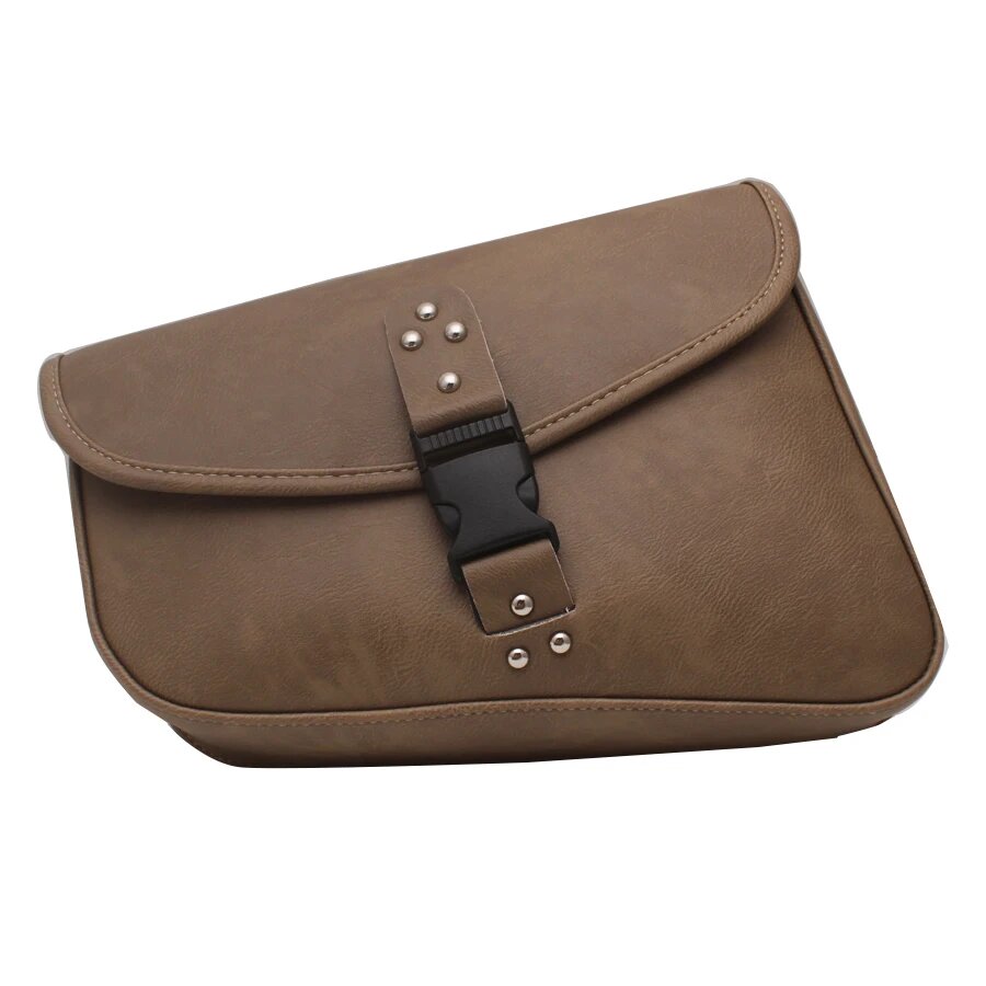 Мотоциклетная сумка для маятника из искусственной кожи, боковая седельная сумка для Harley Sportster Honda Rebel 300 500, сумки для поворотных рычагов, сумка для инструментов для дня мотоцикла Коричневый, B Left Bag