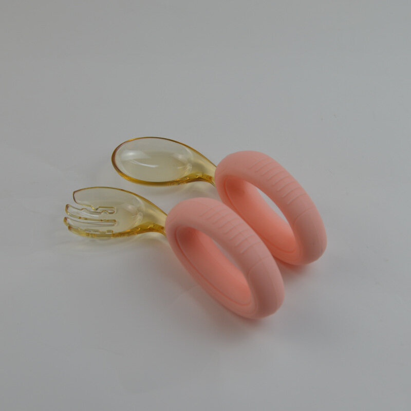 Набор вилки и ложки из PPSU силикона, 316 нержавеющая сталь, короткая ручка для малышей, вилка и ложка для детского сада, самостоятельное питание