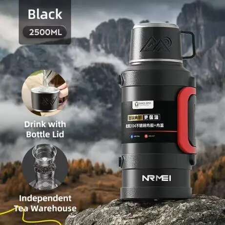 Термос EWAYS из нержавеющей стали 1700/2500 мл черный/армейский зеленый Black 2500ML