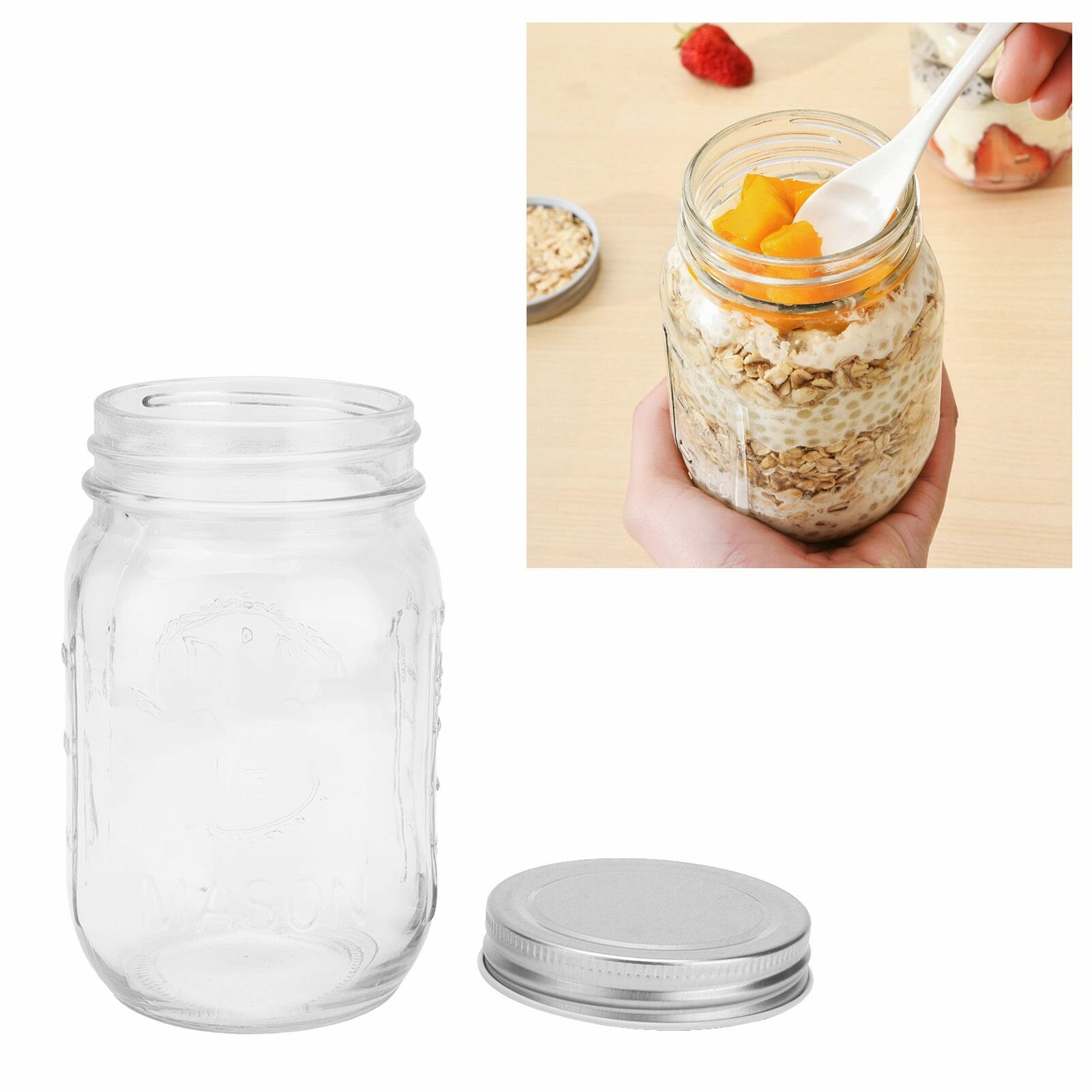 Банка Мейсона, стеклянная герметичная банка для маринованного джема со свежим медом и крышкой, бутылка для хранения вина со шкалой