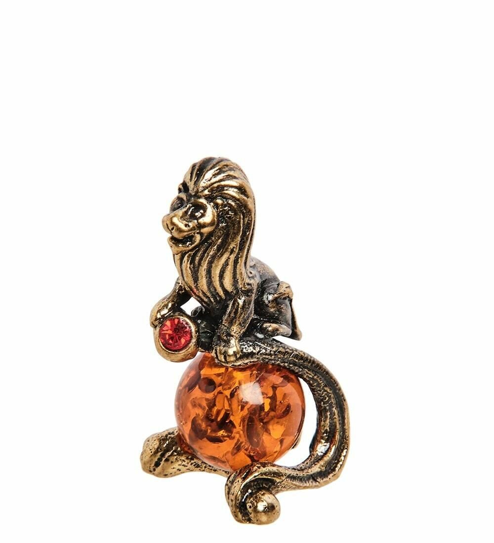 Фигурка Знак зодиака-Лев (латунь, янтарь) A2163379 Народные промыслы бронзовый