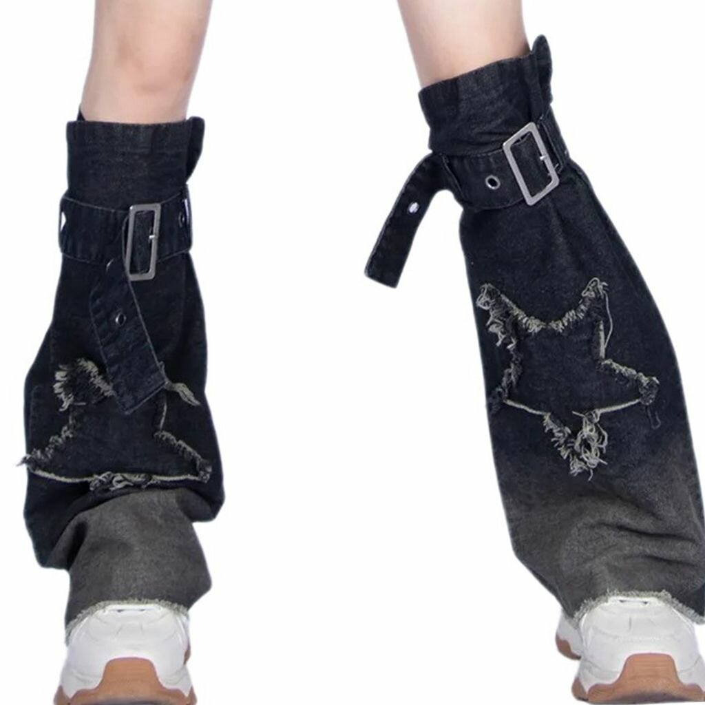 Джинсовый чехол для ног y2k-большая пятиконечная звезда черного цвета