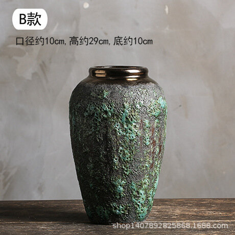 Винтажная потрепанная керамическая ваза в китайском стиле из Цзиндэчжэня, маленькая ваза для гостиной, вставка для сухих цветов, декор для входа, керамический горшок, грубая керамика, цветочный горшок