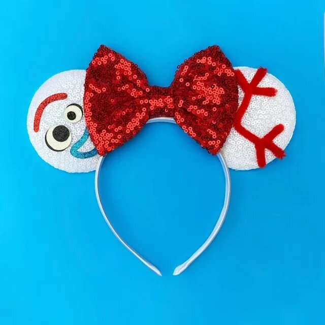 Повязка на голову Disney с белыми жемчужинами и ушками Микки Мауса, женское красочное украшение для волос из мягкого хлопка с бантиком, повязка на голову для девочки с Минни Маус, детский подарок.