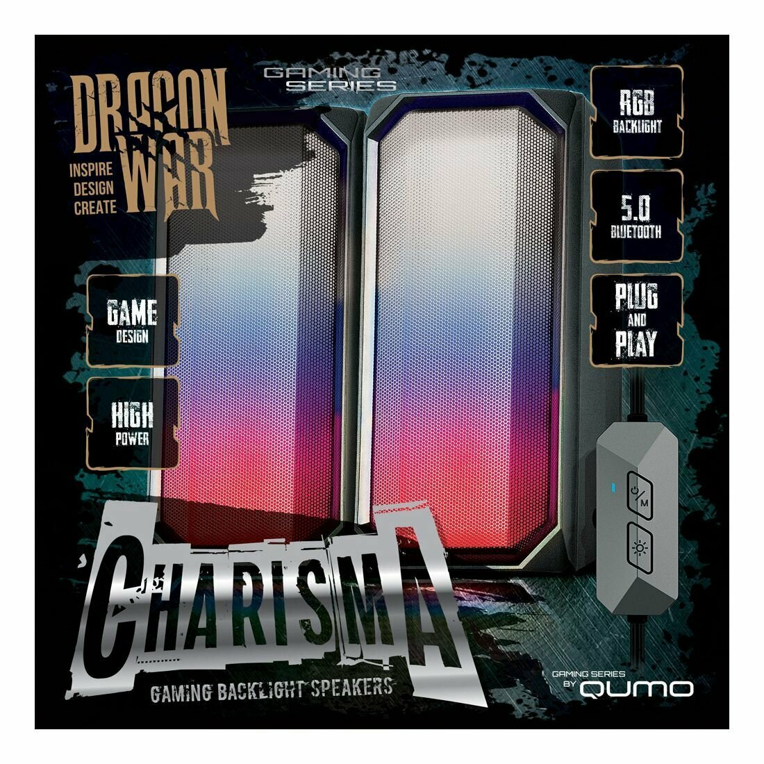 Компьютерные колонки Qumo "Charisma", 2.0, Bluetooth, с RGB-подсветкой, 15Вт