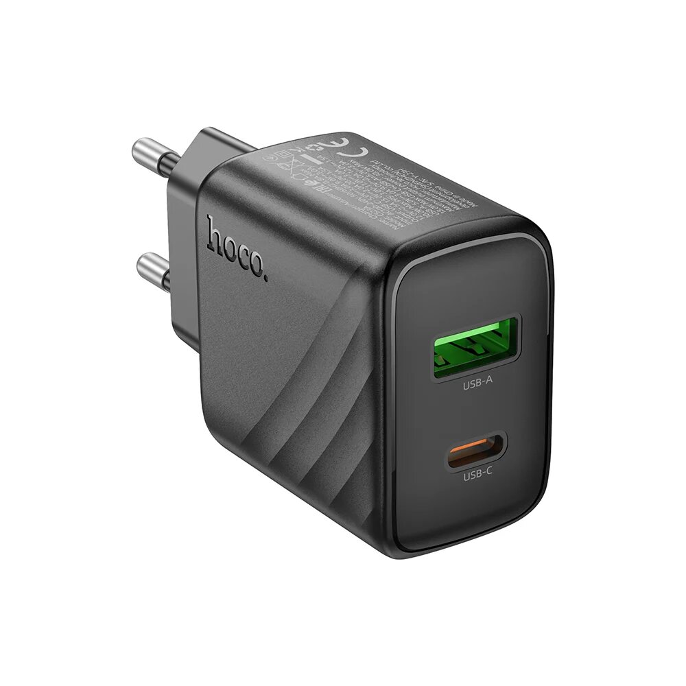 Зарядное устройство 30Вт, 3А, QC3.0/PD, 1хUSB, 1хType-C, CS23A, черный, коробка, Hoco 6942007609944