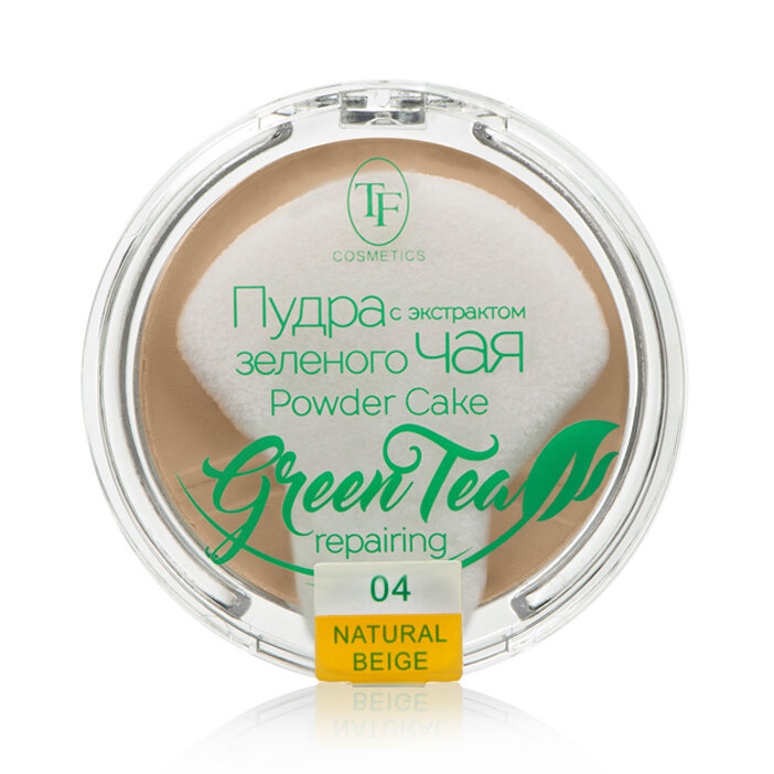 TF Cosmetics Пудра для лица матирующая Powder Cake Green Tea Repairing, тон 4 Натуральный беж, с экстрактом зеленого чая