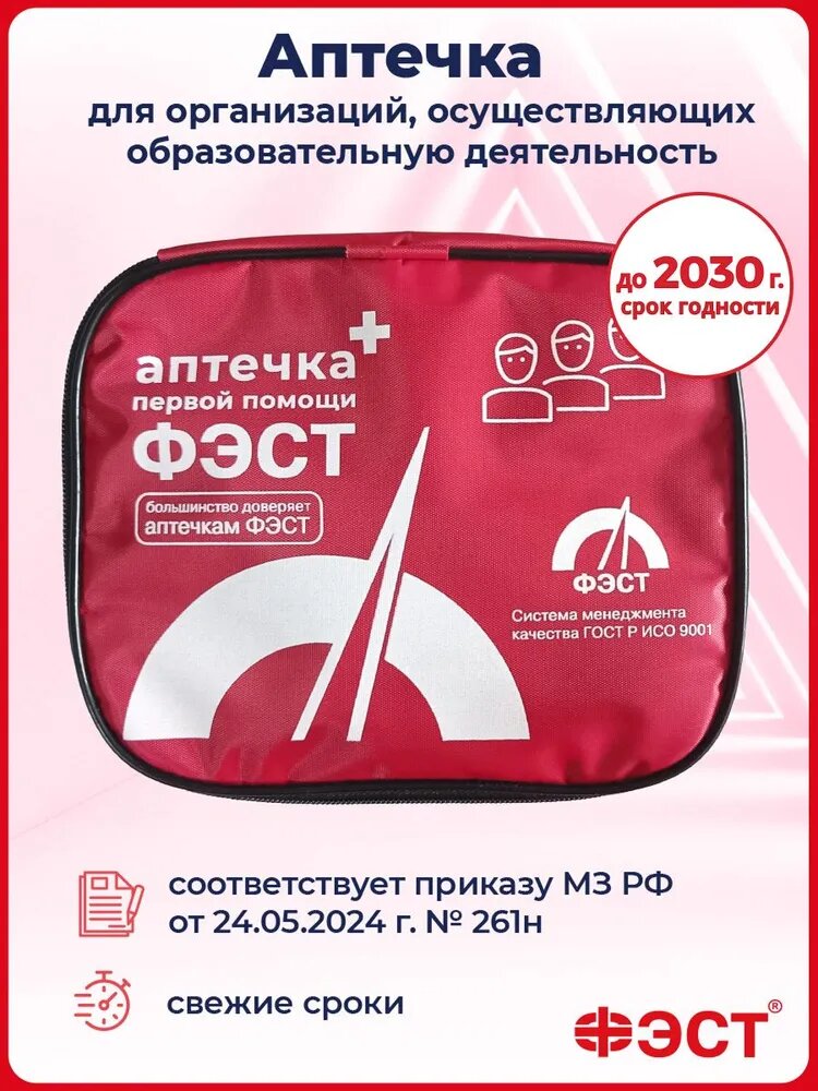 ФЭСТ Аптечка для общеобразовательных учреждений по приказу 261н ГОСТ для школы, детского сада кейс