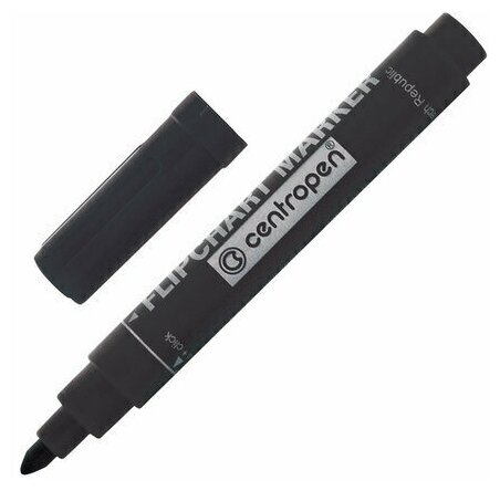 Маркер для флипчарта черный CENTROPEN, непропитывающий, круглый наконечник, 2,5 мм, 8550, 5 8550 0112