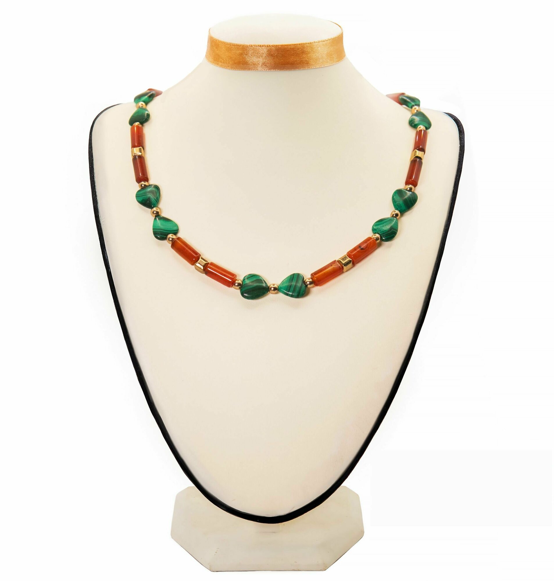 Колье Helena, малахит, гематит, сердолик