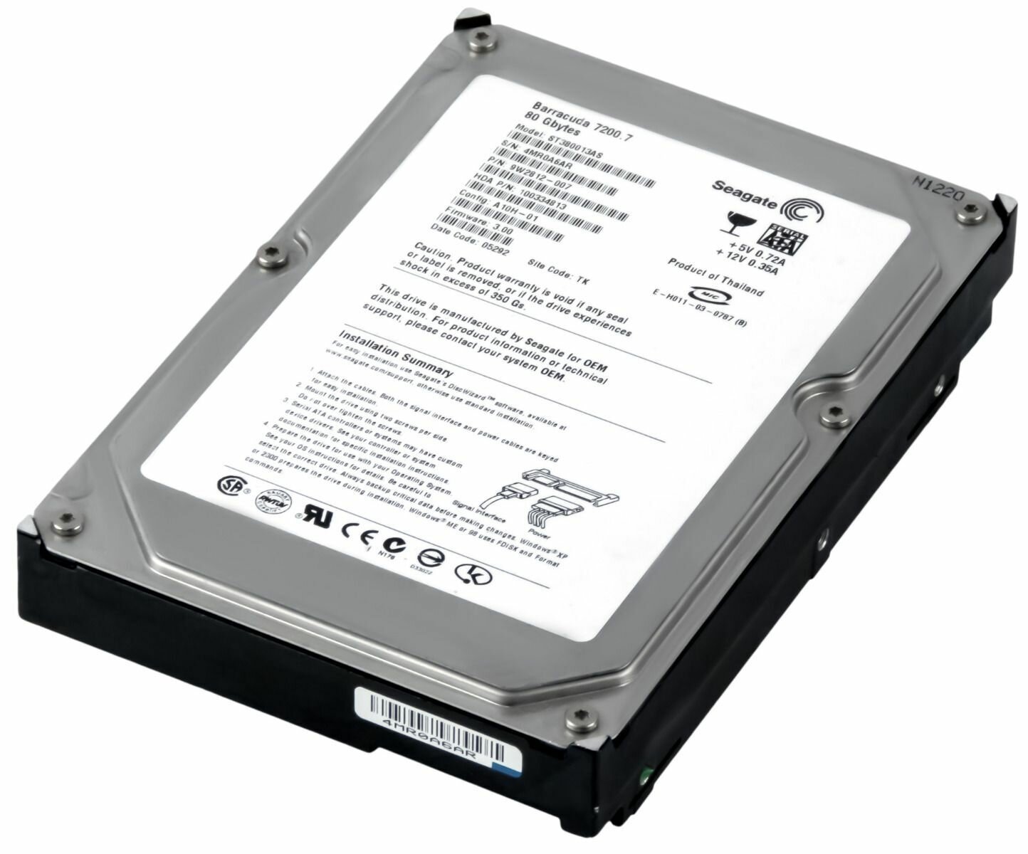 Жесткий диск Seagate 80Gb SATA 3,5" HDD